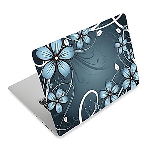 3D Print Laptop Skin Vinyl Sticker Decal, 12" 13" 13.3" 14" 15" 15.4" 15.6 inch Laptop Skin Sticker Cover Art Decal Protector Fits HP Dell Lenovo Compaq Apple Asus Acer (Blue Flower)