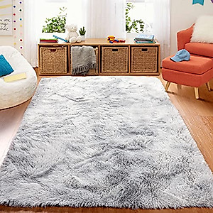 BSTLUV Light Gray Rugs for Bedroom,Soft Carpet,4x6 Area Rug,Fluffy Fur Rugs for Living Room,Kids,Girls,Boys,Baby Room,Playroom,Dorm,Office,Home Decor,Fuzzy Nursery Rug,Bedside Rug,Shaggy Indoor Rug