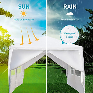10'x20' Outdoor Party Tent, Large Wedding Birthday Tents for Parties, White Canopy Tent with 6 Removable Sidewalls & Transparent Windows, Outside Gazebo Event Tent for Garden, Patio and Backyard