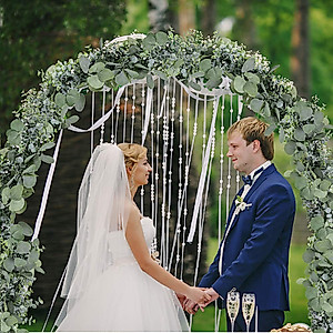 Winlyn 5.9' Long Faux Leaves Greenery Artificial Silver Dollar Eucalyptus Garland in Grey Green Wedding Arch Swag Backdrop Garland Doorways Table Runner Garland Indoor Outdoor