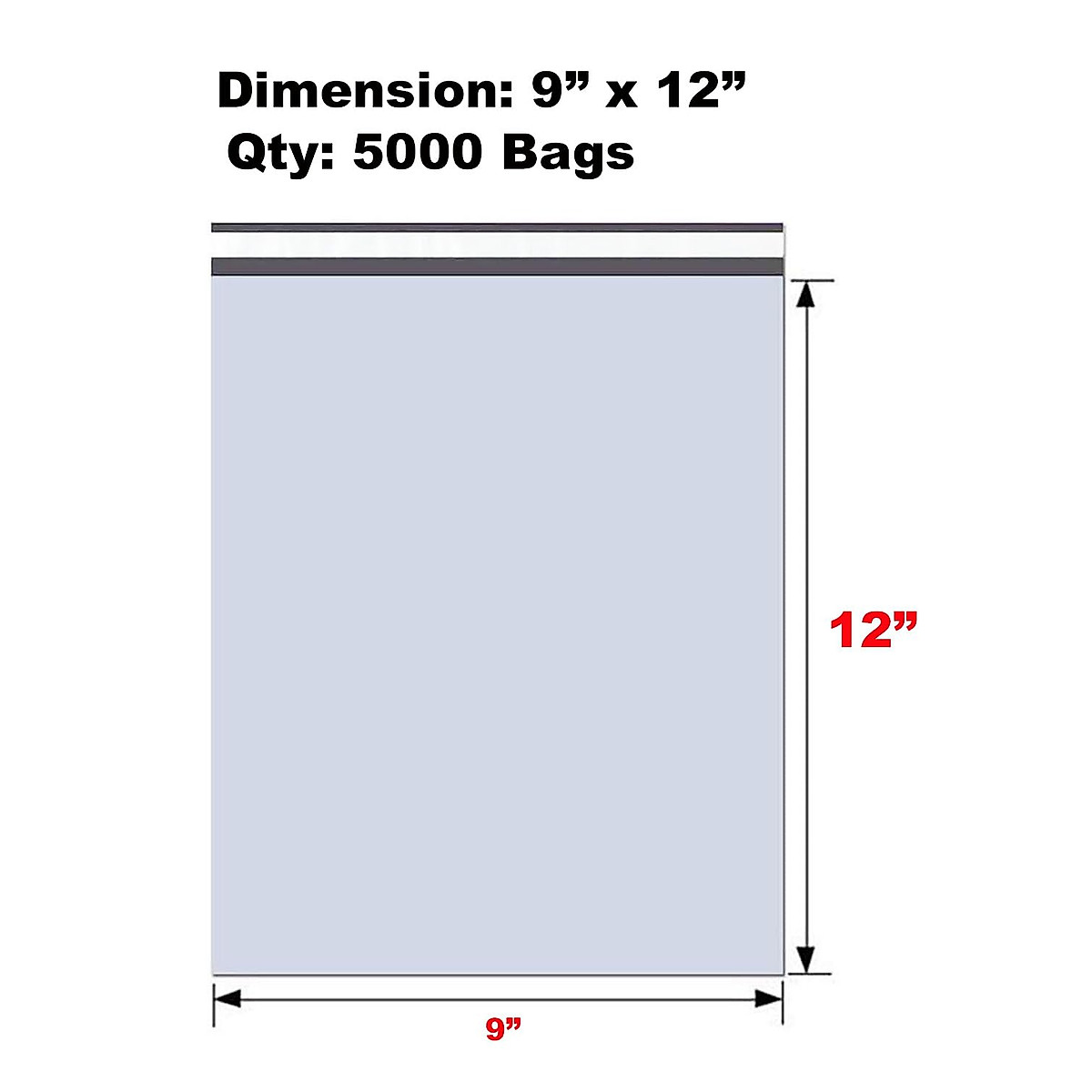 iMBAPrice 5000-Pack Poly Mailers 9x12 Inch Mid Size #3 White Color Poly Mailing Envelopes Bags, Self Seal Adhesive Waterproof and Tear Proof (Total 5000 Bags) in Bulk
