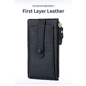 Genuine Leather Women's Slim Wallet Thin Small Purse Bifold ID Card Holder (D2 Dusty Pink)