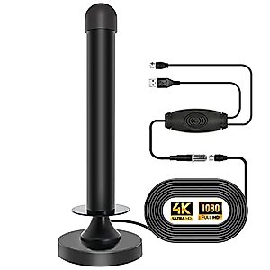 TV Antenna for Smart TV Without Cable, Indoor Digital TV Antenna Long Range with Signal Booster 4K fire Stick max Free for All 4K 1080P HDTV Local Channels Support All TV with 10ft Coax Cable
