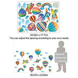 Colorful Rainbow Kids Room Wall Decals Cute Airplane Balloon Animal Wall Stickers Nursery Classroom Wall Decal Children Nursery Playroom Baby Room Decor Fantastic Wall Decal