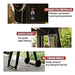 Z GRILLS Wood Pellet Smoker Grill with Foldable Front Shelf, Rain Cover, 459 sq in Cooking Area for Outdoor BBQ, Smoke, Bake and Roast (Bronze)