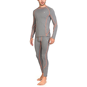 Little Donkey Andy Men's Thermal Underwear Set Performance Base Layer Wicking Active Long Johns Top & Bottom with Fly Gray XL