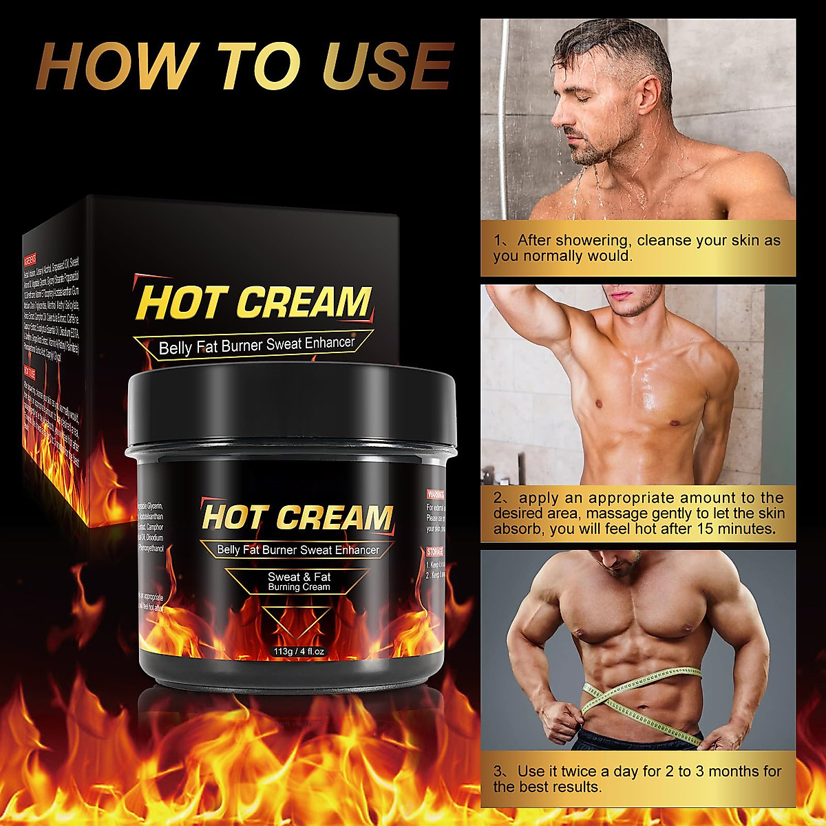 REBODUM Hot Sweat Cream, Fat Burning Cream for Belly Natural Weight Loss Cream Weight Loss Workout Enhancer for Women and Men Cellulite Treatment for Thighs Legs Abdomen Arms and Buttocks