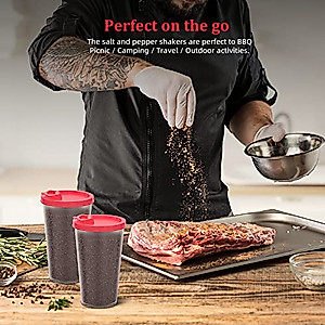 Salt and Pepper Shakers Set of 2 Moisture Proof 6.7oz Plastic Salt Shaker With Lid for Camping Picnic Outdoors Kitchen Clear Airtight Spice Jar 2 Pack - Large