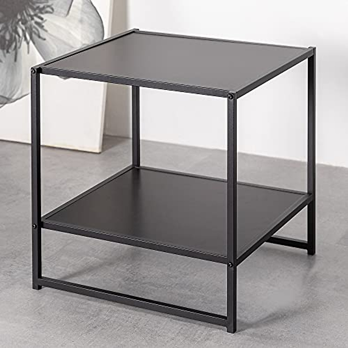 ZINUS Dane 20 Inch Black Frame Side Table / End Table / Easy Assembly, Rich black wood grain (Espresso)
