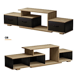 WelFurGeer Black TV Stand for 32/55/65/70 inch TV, Entertainment Center for Video Gaming, Modern Television Stands with Storage Drawers, Media Center for Living Room, Bedroom, Toolless Assembly