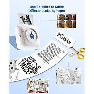 Portable Thermal Printer, Mini Bluetooth Mobile Printer - Sticker Printer Compatible with Android & iOS - Wireless Pocket Picture Printer for iPhone Listing Notes DIY, Photo Printer with 10x Paper
