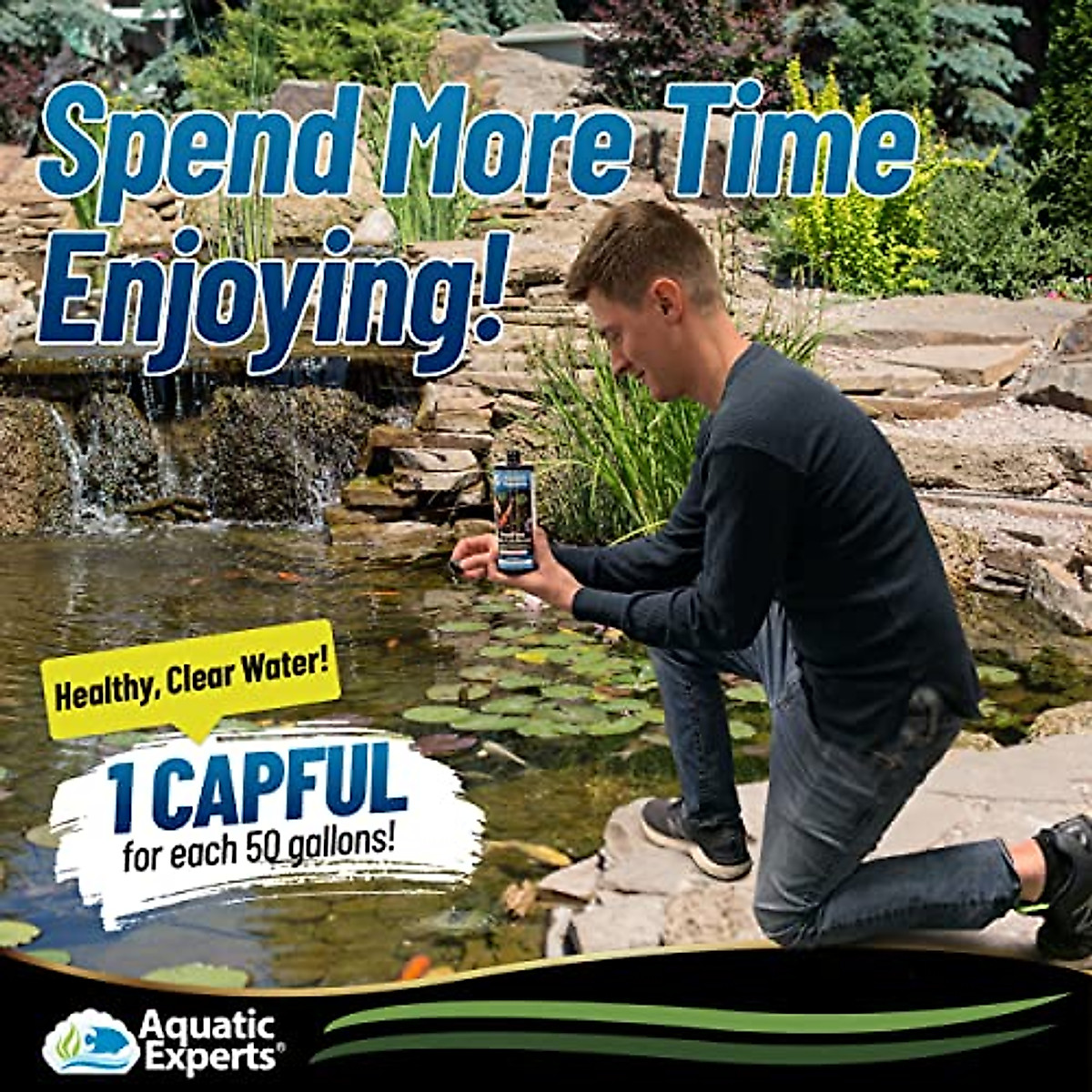 Aquatic Experts PondFirst Pond Water Conditioner - Concentrated Instant Dechlorinator for Fish Ponds, Makes Water Safe for Koi and Goldfish, Made in The USA (500 ml)