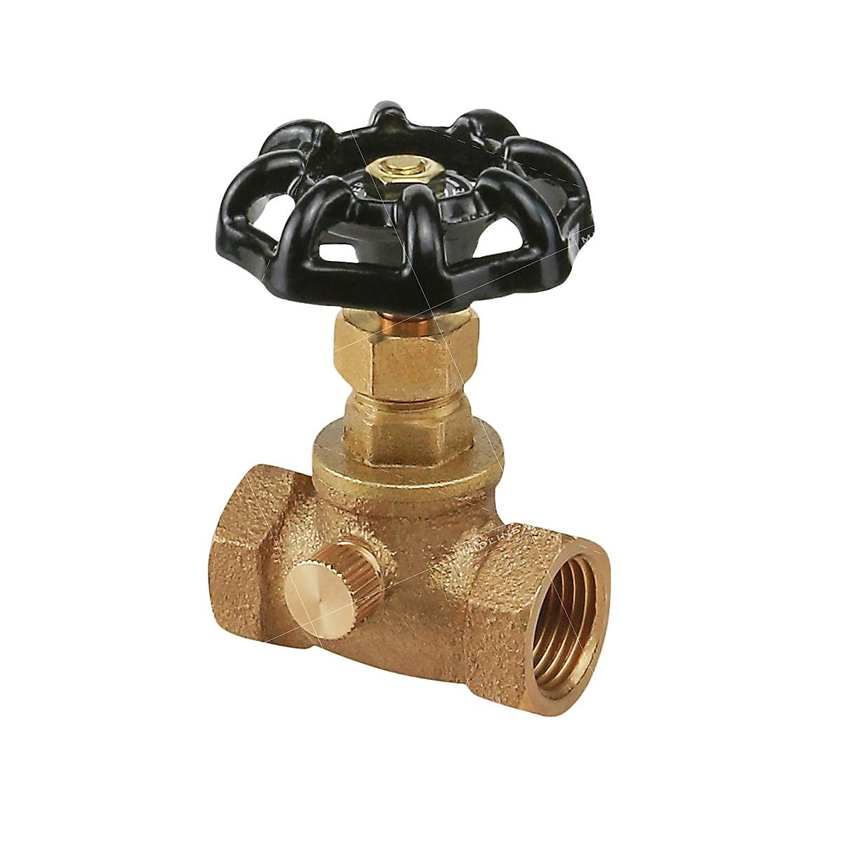 Midline Valve 632U256 Stop Valve with Drain, No Lead 3/4 in. FIP Connections, Brass