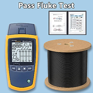 Cat7 Ethernet Cable 650ft Pure Copper: Fluke Tested Cat 7 Easy Pull Cable, Triple Shielded CMR, Outdoor/Indoor Direct Burial in Wall, POE Ethernet Wire, 10G 1000Mhz Roll Spool