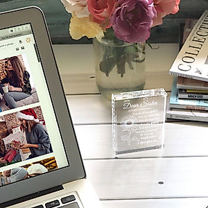 YWHL Sister Birthday Gifts from Sister, Compliment Sister Gifts for Women, Sister Love Crystal Keepsake for Christmas