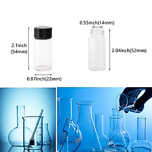15 pcs 10 ml Clear Glass Vials with Screw Caps and Plastic Stoppers,Laboratory Liquid Sampling Storage Bottles, Leak-Proof Bottles
