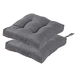 Faible Poisson Outdoor Chair Cushions Set of 2, Patio Furniture Floor Cushions, 21 x 21 Inch Square Seat Back Tufted Cushion, Dining Chairs Pads, Gark Grey