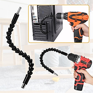 4 Pack Flexible Drill Bit Extension, 11.6 inch Superbit Screwdriver Flexible, Bendable Flexible Drill Bit Extension, Super Bit Flexible Shaft Extension Bits (Black)
