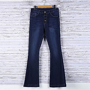 Andongnywell Womens Classic Stretchy Flare Jeans Stretch Slim Bell Bottom Wide Leg Denim Pants Trousers (Blue,X-Large)