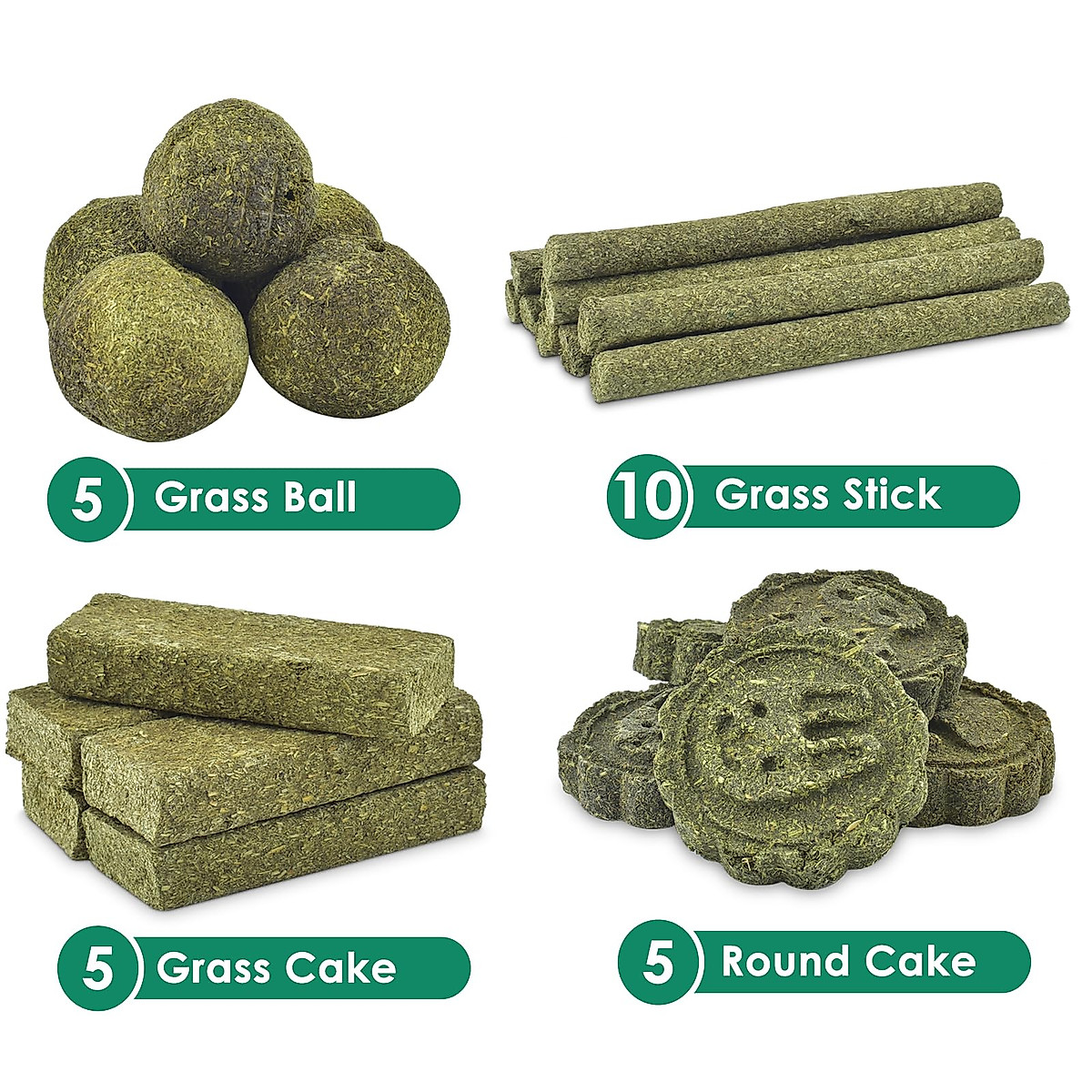 ERKOON 25Pcs Bunny Chew Toys, 100% Natural Timothy Hay Chew Biscuit&Treats Sticks, Chew Toy for Teeth for Rabbit Chinchilla Guinea Pig Hamster Gerbil Squirrel, 8.5oz