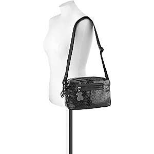 TOUS Waterproof Vinyl Combined with Patent Leather Effect Crossbody Bag for Women, 16x23x7.5 cm, Lindsay Collection