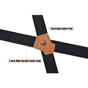 WELKINLAND 2Inch-Wide Full Elastic Suspenders, Heavy Duty Men's Work Suspenders with Hooks