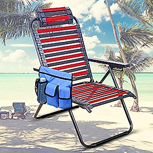 RiToEasysports Beach Chair Armrest Bag,Outdoor Travel Bag Beach Chair Handy Pocket for Phones Cameras Tablets Books Sunglasses (blue)