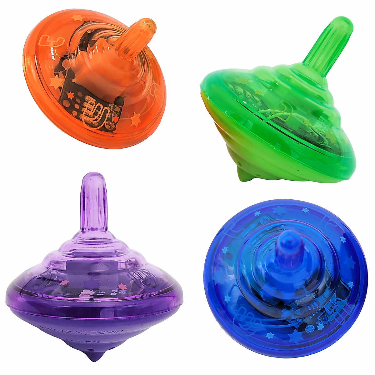 The Dreidel Company Hanukkah Musical Light-Up Dreidel Spinning Tops Set, Plays 2 Classic Hanukkah Songs, Assorted Colors (4-Pack)