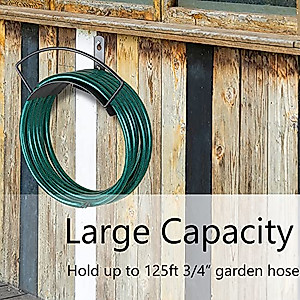 Wall Mount Garden Hose Holder, Heavy Duty Water Hose Holder Easily Holds Up To 125 Feet 3/4’’ Hose, Solid Metal & Rust-Free, Perfect Garden Hose Storage for Outside Yard Lawn,Black