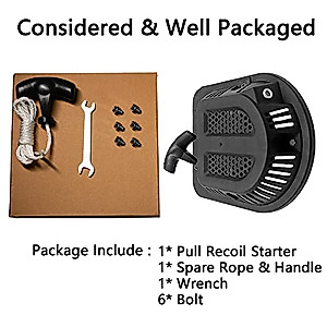 JMCHstore Pull Start Recoil Starter Assembly for Massimo Moto Baja MB200 MB200GC 196cc 4 Stroke 6.5hp Baja Heat, Mini Baja, Baja Warrior 196cc Mini Bike Replacement Parts w/Spare Pull Cord & Handle
