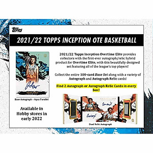 2021-22 Topps Inception Overtime Elite Basketball Hobby Box (1 Pack/7 Cards: 2 Autos)