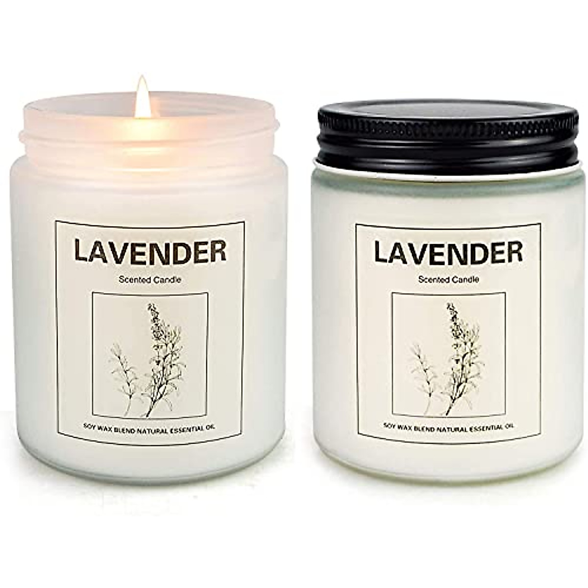Lavender Candles for Home Scented Candles Gifts for Women 7 oz 50 Hrs Long Lasting Highly Scented Soy Lavender Candle Set for Body Relaxation & Stress Relief, 2 Pcs