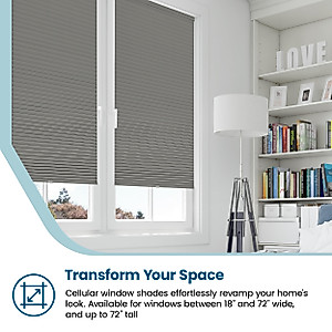 BlindsAvenue Cellular Honeycomb Cordless Shade, 9/16" Single Cell, Blackout, Antique Pewter, Size: 23.5" W x 48" H