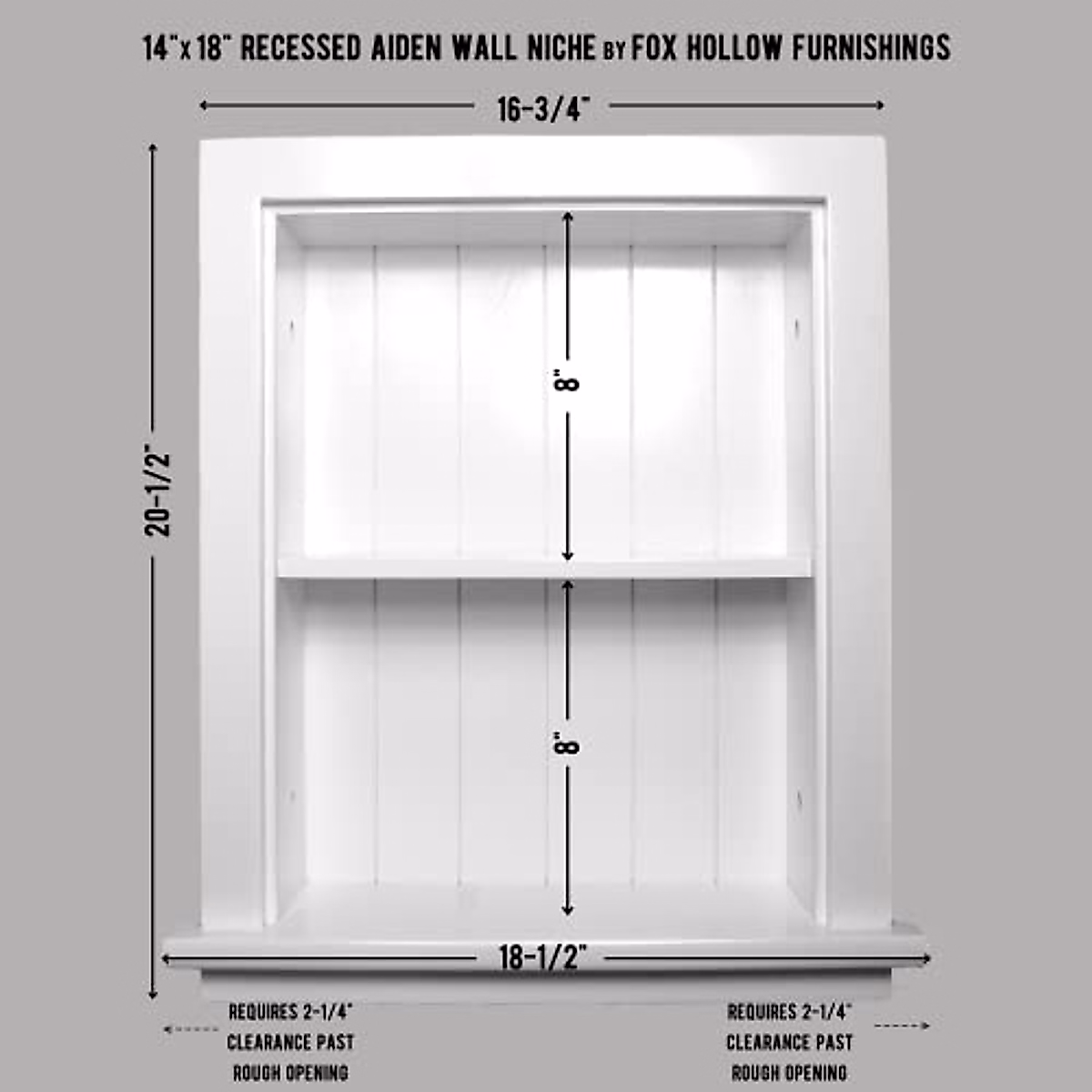 Fox Hollow Furnishings 14x18 Recessed Aiden Wall Niche (w/beadboard Back) (White)