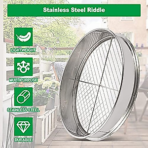 Patioer Garden Potting Mesh Sieve Sifting Pan - Stainless Steel Riddle - Mix Soil Filter - with 4 Interchangeable Mesh Sizes (3, 6, 9, 12mm)