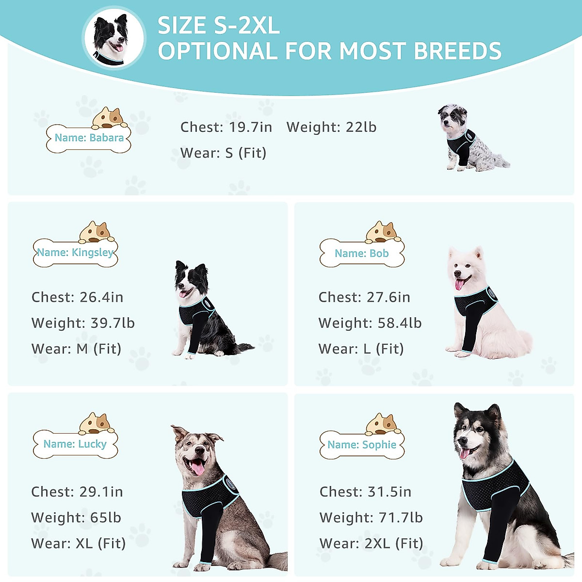 Comwish Recovery Sleeve for Dogs, Front Leg Protection After Surgery, Dog Leg Sleeve to Stop Licking, Bite and Keep Dry, Machine Washable Waterproof Abrasion Resistant Dog Recovery Sleeve (XXL)