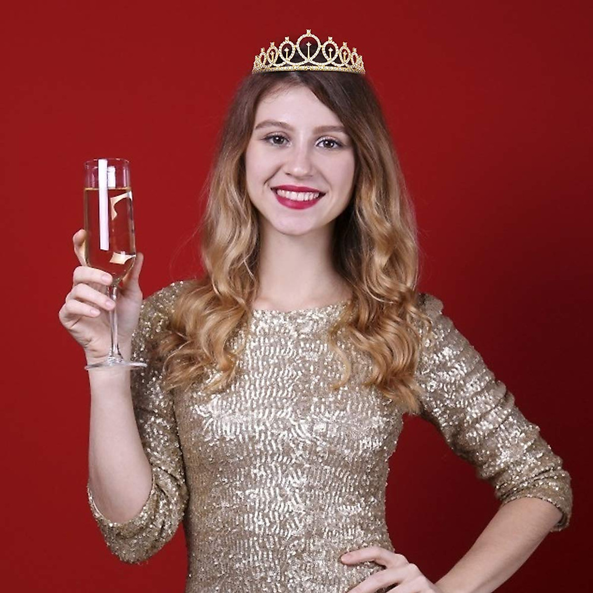 Birthday Crowns for Women, Didder Gold Rhinestone Tiara & Birthday Queen Sash, Birthday Crown Birthday Tiara Birthday Sash and Tiaras for Women Girls Birthday Gifts Party Accessories