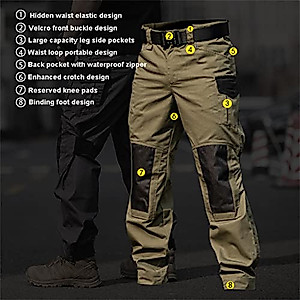 Men's Tactical Military Equipment Soldier Army Training Trouers Solid Multi Pockets Combat Pants Gray M