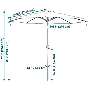 Sunnydaze 9-Foot Patio Umbrella - Push-Button Tilt and Crank Handle - Aluminum Pole and Polyester Shade Canopy - Beige