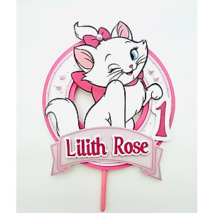 Personalized Marie the cat Themed Cake Topper