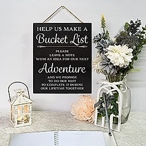 JennyGems Bucket List Wedding Signs, Wedding Decor, Wedding Reception Sign, Wedding Table Decorations, Wedding Bucket List, 10 x 12 Wooden Sign, Black