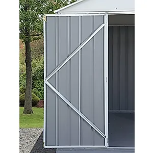 Arrow 10' x 8' EZEE Shed Charcoal with Cream Trim Extra High Gable Steel Storage Shed