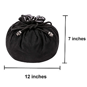 Large DND Dice Drawstring Bags with Pockets Black Storage Bag for RPG MTG Game Dices Capacity Over 300 Dice