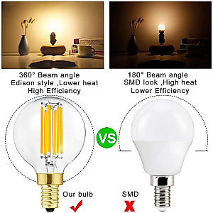 Leools e12 led Bulb dimmable g16.5 6W Equal 60 Watt 600lm AC120V e12 Candelabra Bulb for Chandeliers,Ceiling Fan,Vanity Soft White 3000K Globe e12 Light Bulb 6Pack
