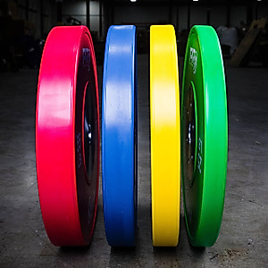 PRx Performance Color Elite Bumper Plate Pairs, Steel Center Insert with 2" Sleeve Hole, Minimal Bounce (45lb Pair)