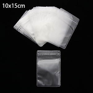 100 Pcs Matte Transparent Zip Plastic Bag Aluminum Foil Hologram Food Pouch Small Water Proof Zipper Reclosable Pouches(5.9inch,Transparent)
