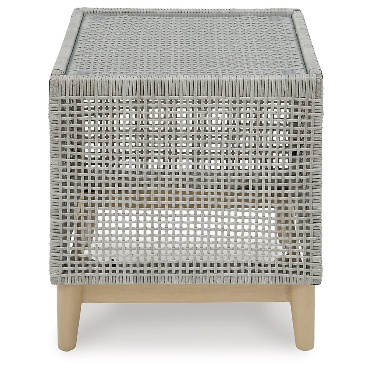 Signature Design by Ashley Seton Creek Outdoor End Table, 22" W x 22" D x 23" H, Light Gray & Light Brown