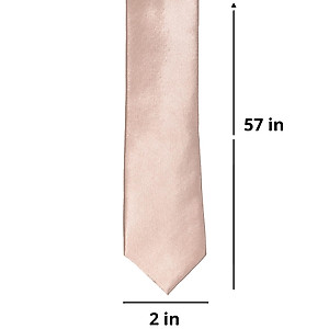 tiemart Skinny Solid Color Necktie, 2" Width (Blush Pink)