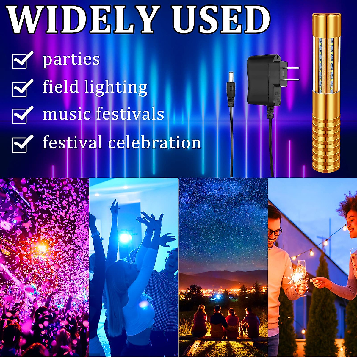4 Pieces LED Strobe Baton Bottle Service Sparklers Bottle Service Light Bottle Handheld Light for Nightclubs Weddings Parties Activities Supplies (Gold)