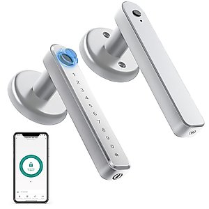 MILLIONHOME Fingerprint Door Lock Door Knob with Keypad Keyless Entry Door Lock with Handle for Home Hotel Office Apartment Bedroom Silver